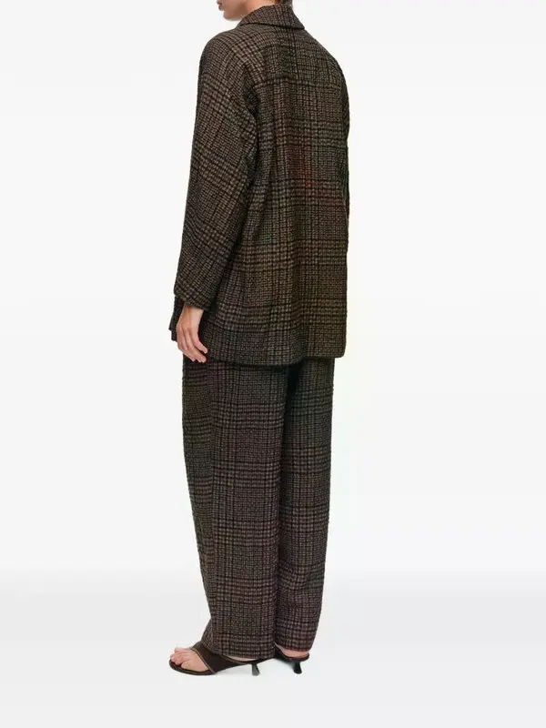 Bimba Y Lola Checked Straight Tailored Wool Blazer