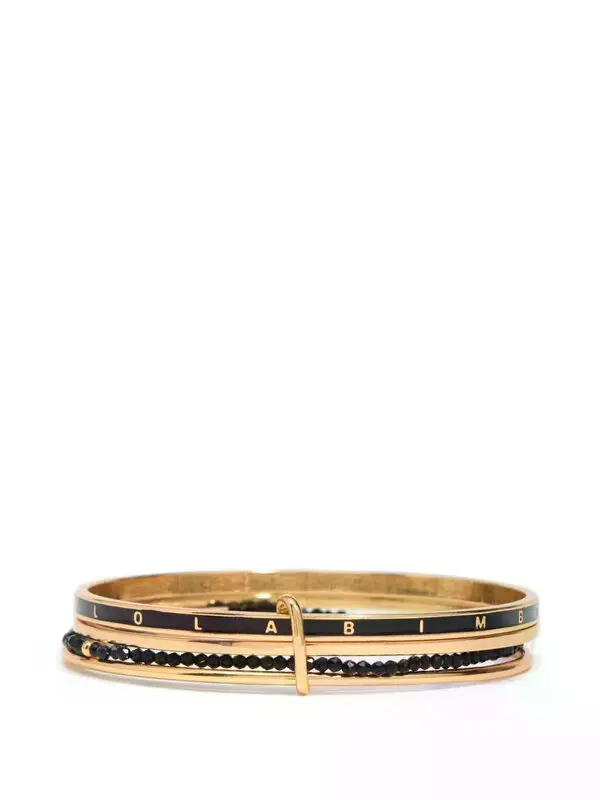 Bimba Y Lola Bracelet With Metal Bands Crystals And Black Logo - Gold