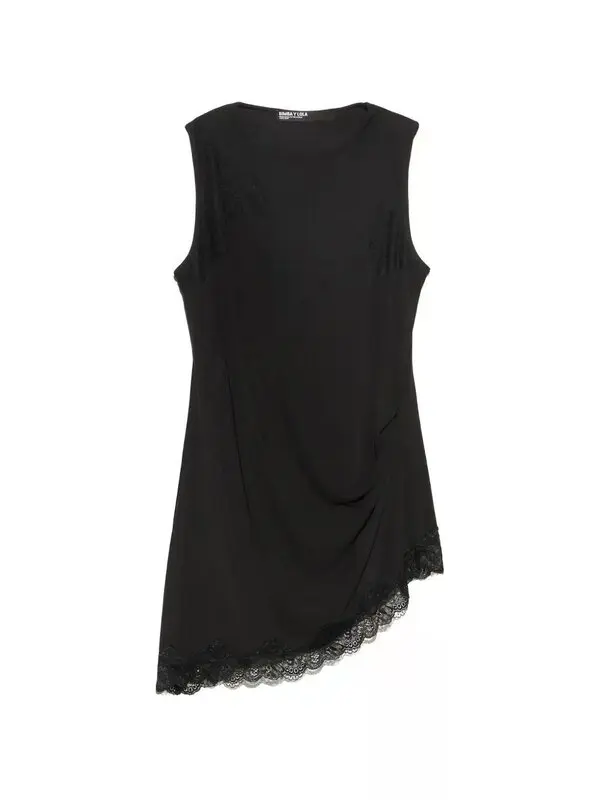 Bimba Y Lola Fluid Ribbed Top With Lace Details