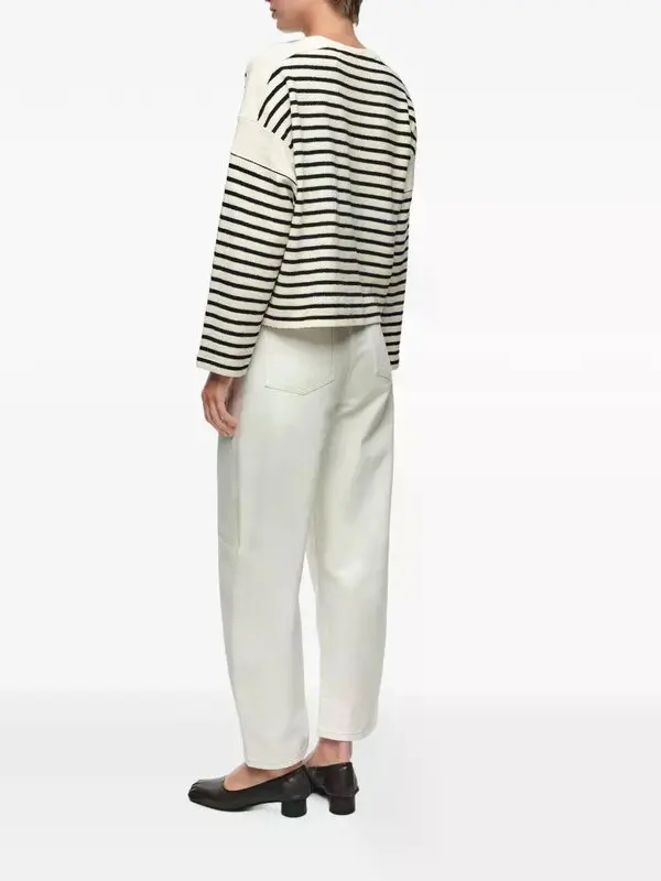 Bimba Y Lola Long-sleeve Terry Cotton T-shirt With Ivory Stripes - Neutrals