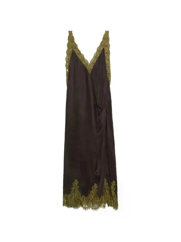 Bimba Y Lola Faded-black Camisole Dress With Knot - Grey