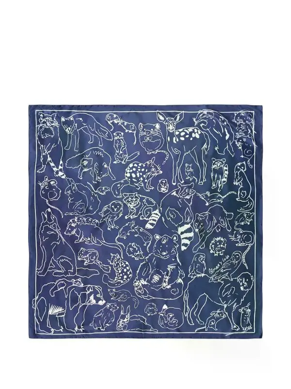 Bimba Y Lola Denim Animal Sketch Scarf