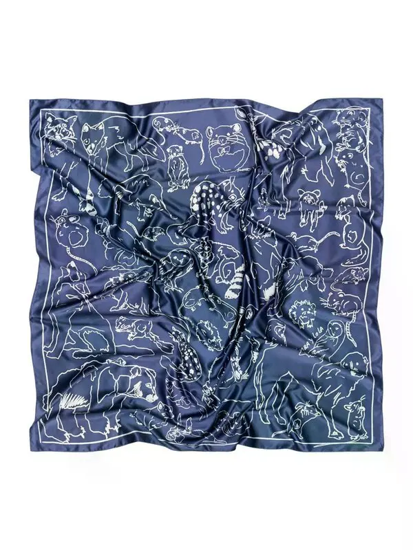 Bimba Y Lola Denim Animal Sketch Scarf