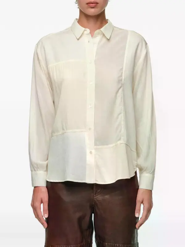 Bimba Y Lola Cream Patchwork Straight Shirt