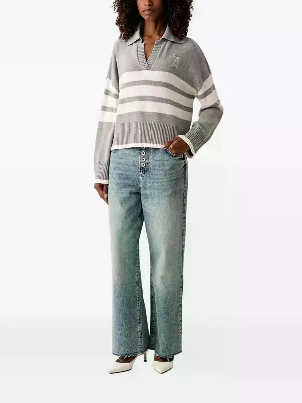 Patrizia Pepe Striped Embroidered-logo Jumper