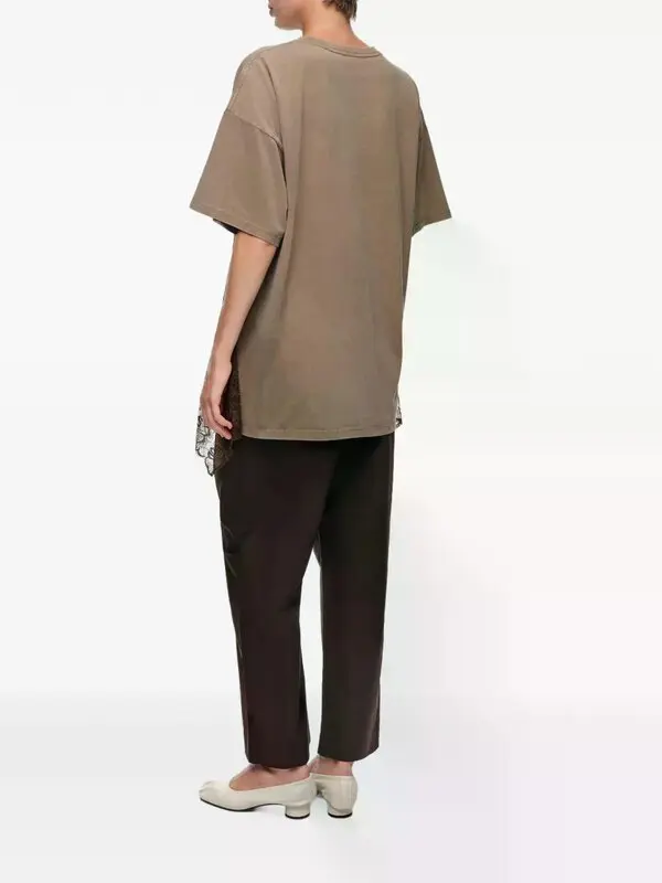 Bimba Y Lola Light Taupe Lace Ruffle T-shirt