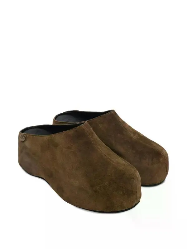 Bimba Y Lola Dark- Suede Platform Clogs - Green