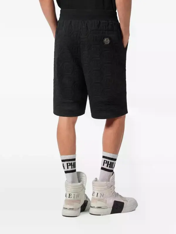 Philipp Plein Padded Shorts Biker Monogram