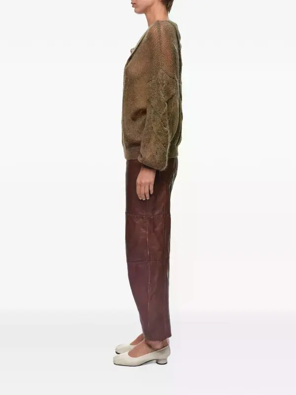 Bimba Y Lola Olive Mohair Cable Knit Sweater