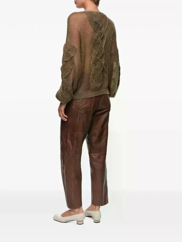 Bimba Y Lola Olive Mohair Cable Knit Sweater