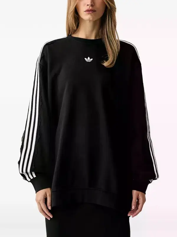 Adidas Lace-trim Side-stripe Sweater - Black