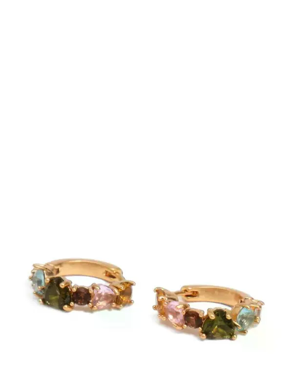 Bimba Y Lola Medium Crystals Heart Hoop Earrings