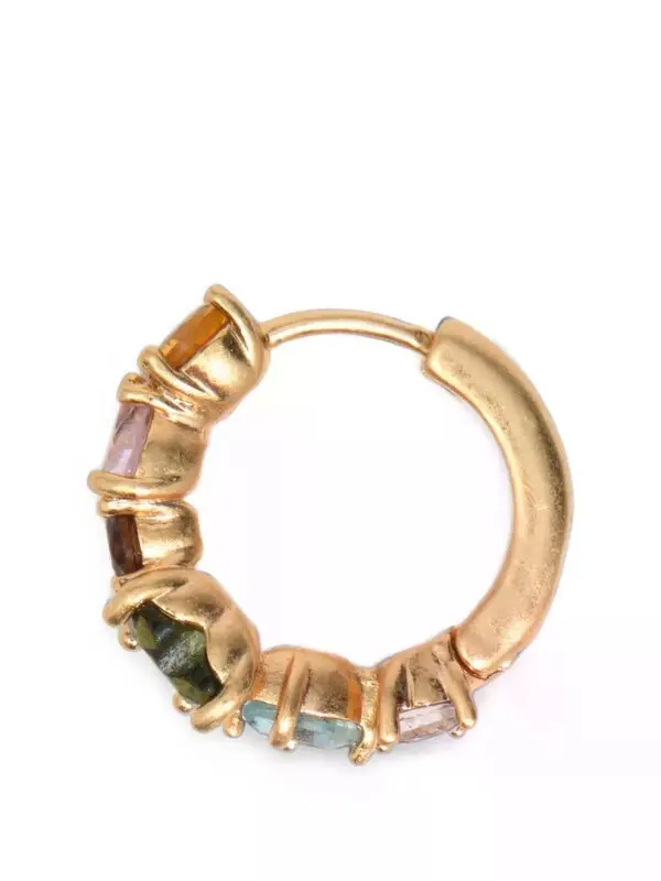 Bimba Y Lola Medium Crystals Heart Hoop Earrings
