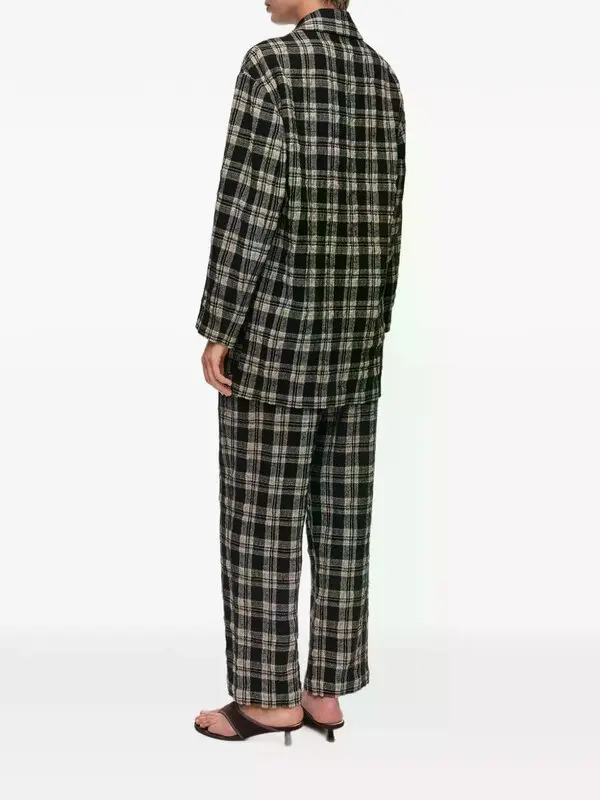 Bimba Y Lola Checked Straight Tailored Wool Blazer