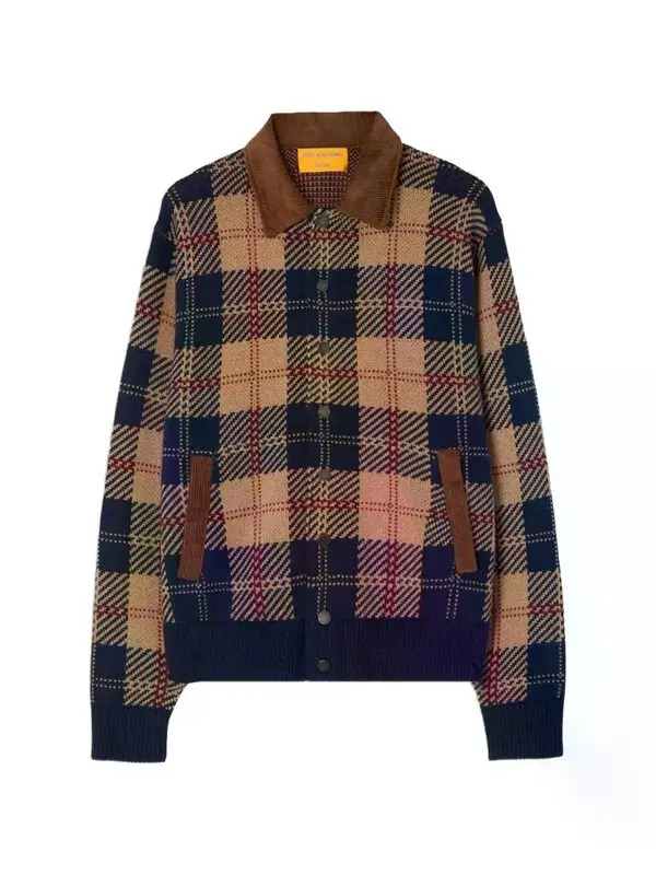 Guest In Residence Check-pattern Corduroy-collar Bomber Jacket