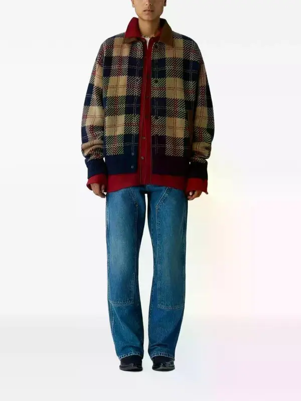 Guest In Residence Check-pattern Corduroy-collar Bomber Jacket