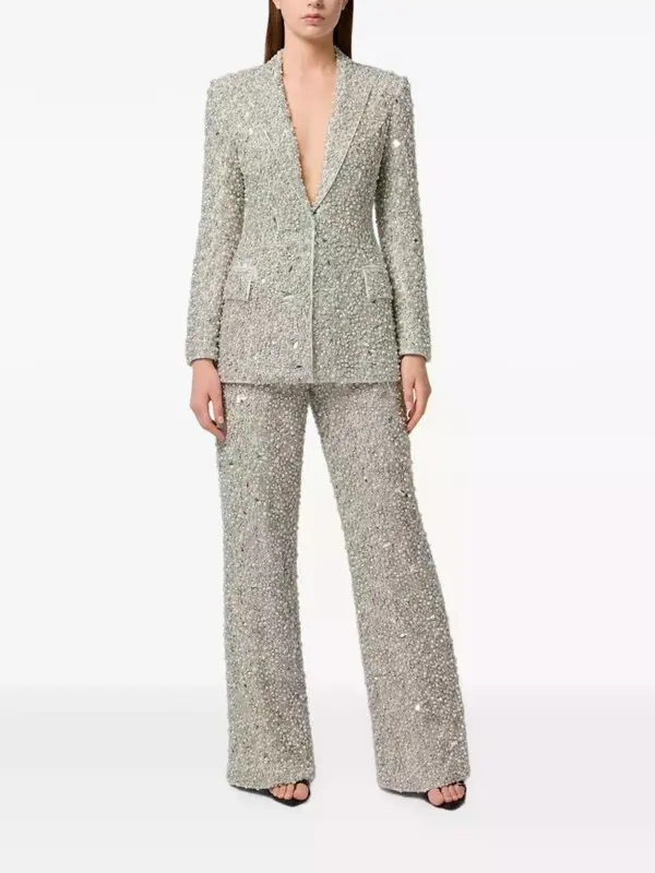Philipp Plein Tulle High-waisted Trousers Pearls Crystals