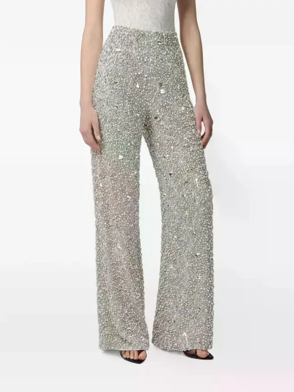 Philipp Plein Tulle High-waisted Trousers Pearls Crystals