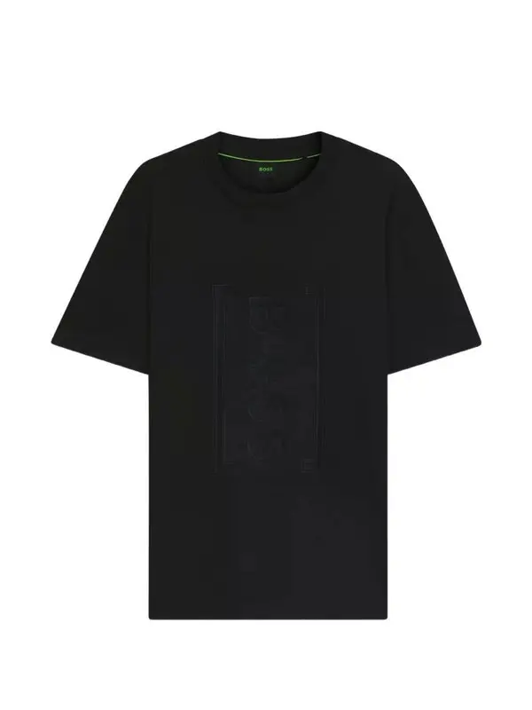BOSS Interlock-cotton T-shirt With Mesh-print Artwork - Black