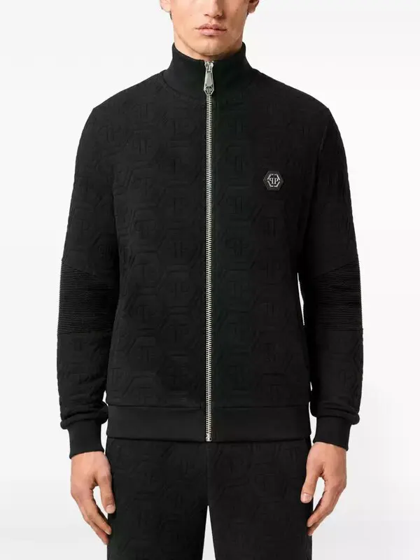 Philipp Plein Padded Tracksuit Jacket Biker Monogram - Black