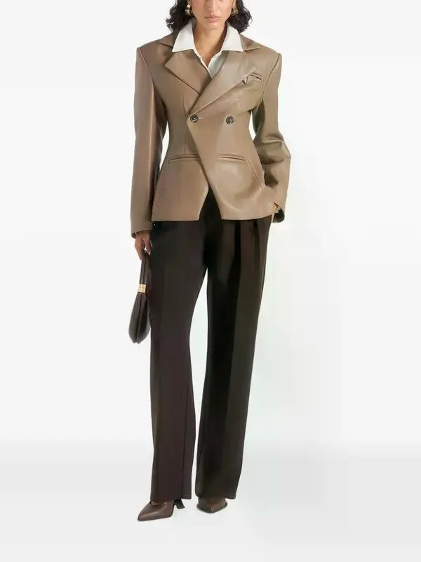 Manière De Voir Beatrice Leather Double-breasted Hourglass Blazer