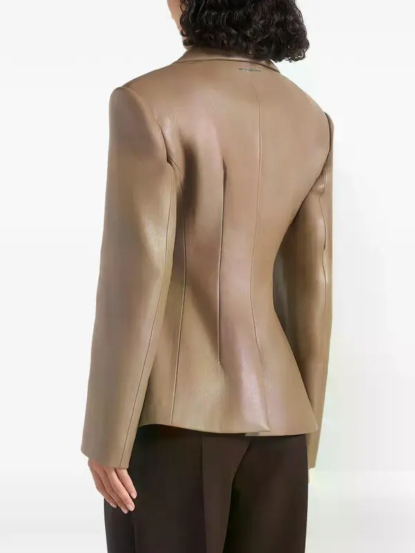 Manière De Voir Beatrice Leather Double-breasted Hourglass Blazer