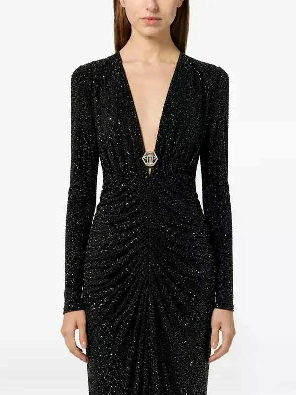 Philipp Plein Long Dress All-over Strass