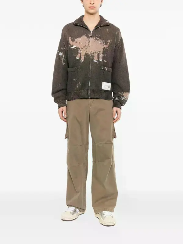 Mihara Yasuhiro Elephant Jacquard Knit Cardigan