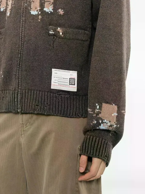 Mihara Yasuhiro Elephant Jacquard Knit Cardigan
