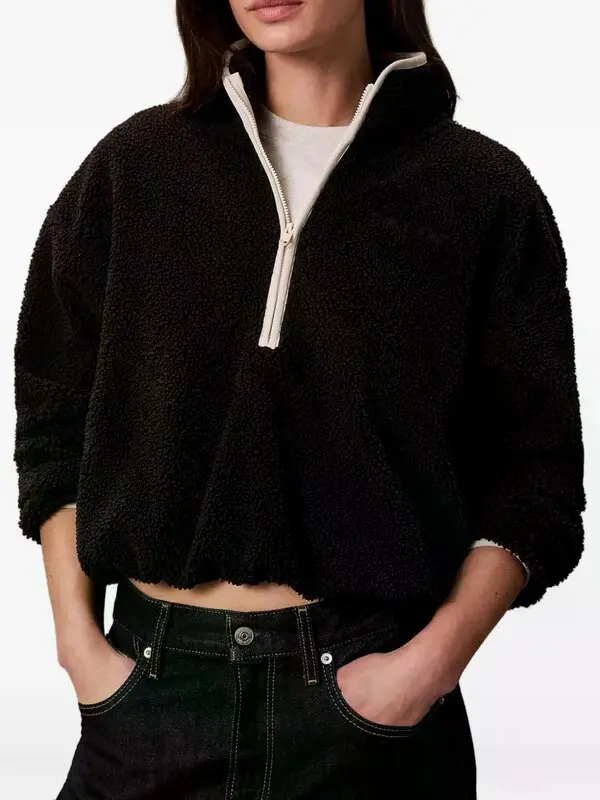 Calvin Klein Teddy-texture Quarter-zip Sweater - Black