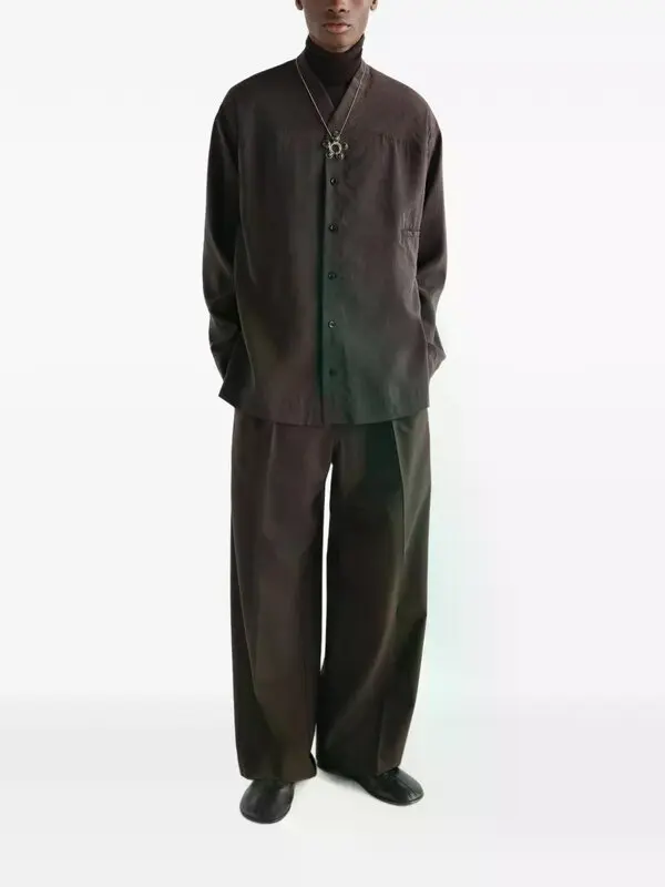 LEMAIRE V-neck Shirt In Dry Silk