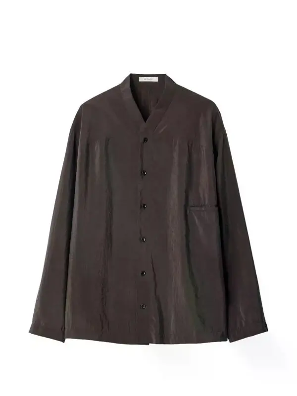 LEMAIRE V-neck Shirt In Dry Silk - Brown