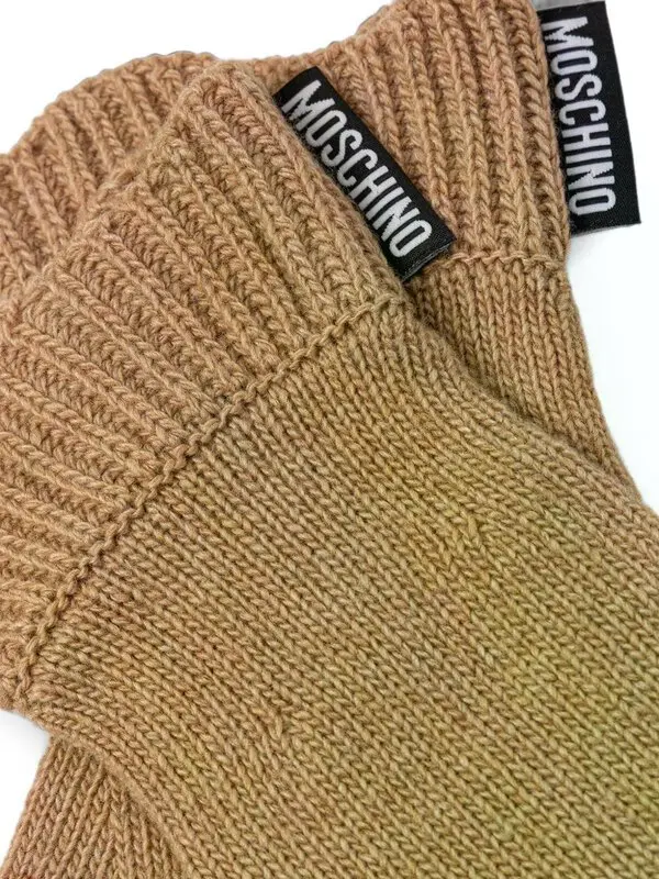 Moschino Logo-patch Ribbed-cuff Gloves