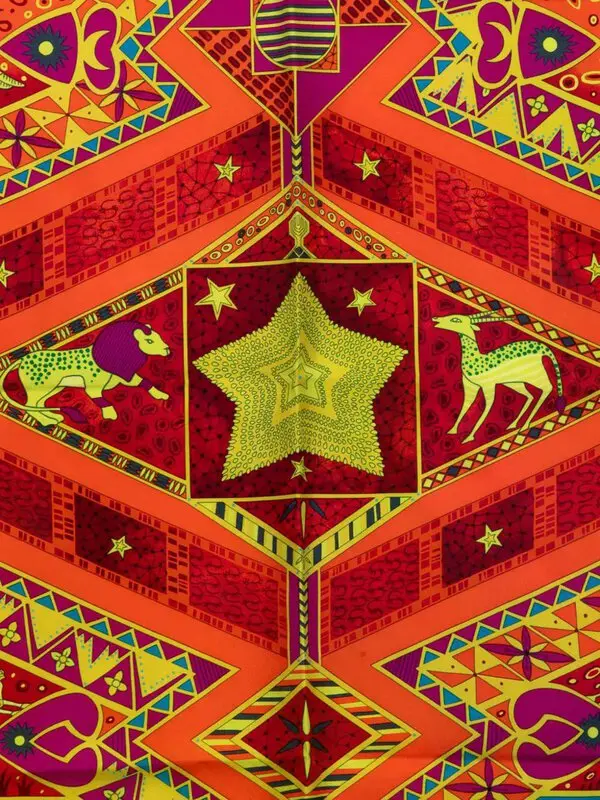 Hermès 1980-2000 Ors Bleus D Afrique Silk Scarf 90 Scarves - Orange