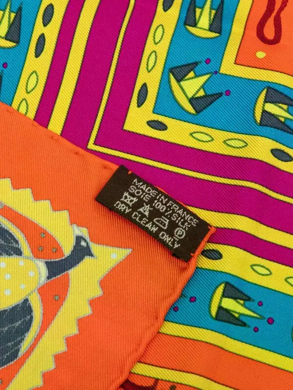 Hermès 1980-2000 Ors Bleus D Afrique Silk Scarf 90 Scarves - Orange