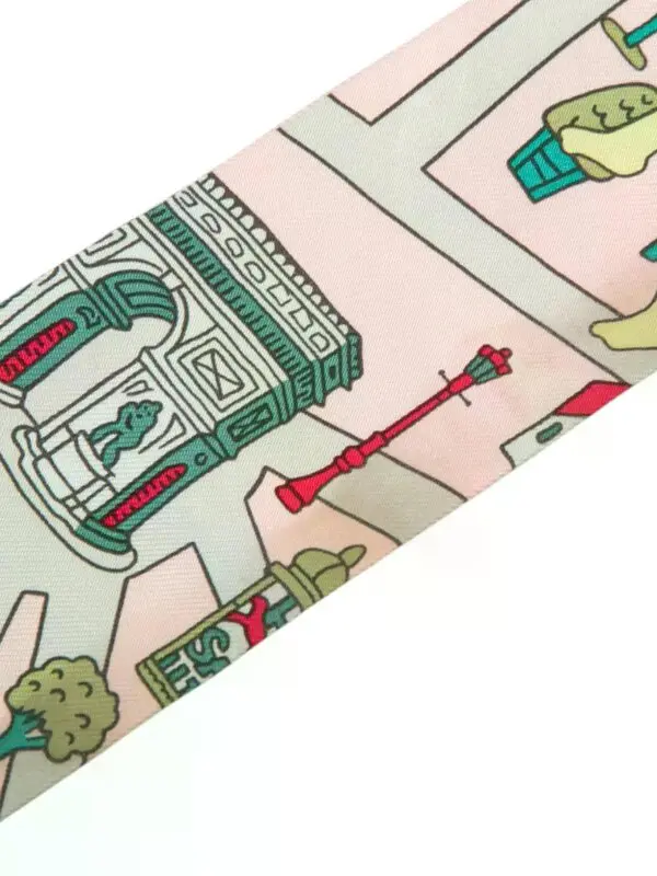 Hermès 2015-2026 Les Nouveaux Amoureux De Paris Silk Twilly Scarf Scarves - Pink