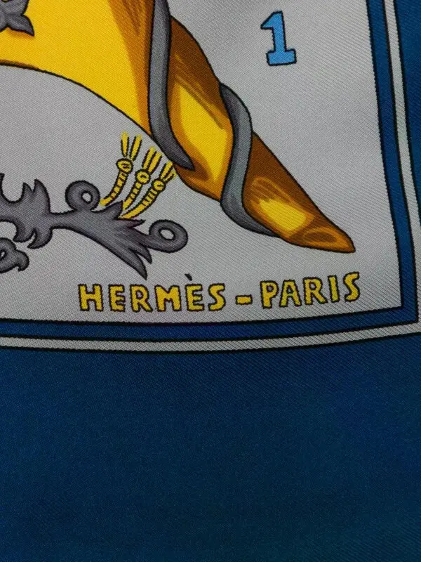 Hermès 1990-2010 Le Tarot Silk Scarf 90 Scarves - Blue