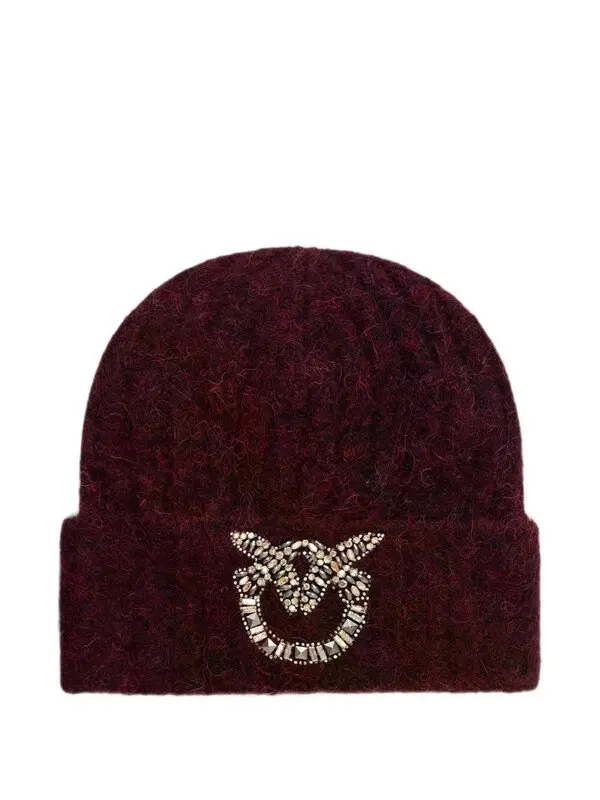 Pinko Love Birds Crystal-embellished Beanie Hat
