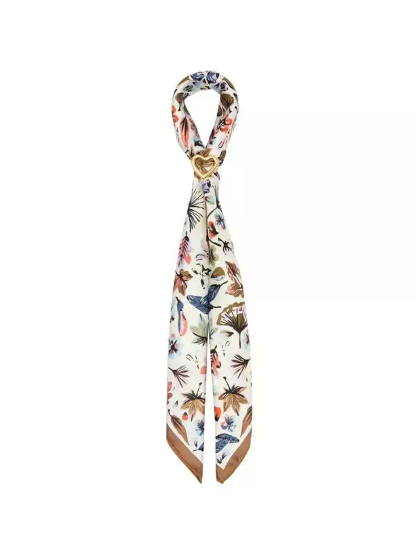 Bimba Y Lola Floral-print Heart-ring Scarf - Green