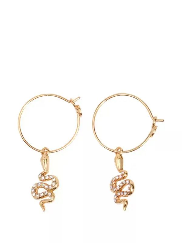 Bimba Y Lola Medium Crystals Snake Hoop Earrings - Gold