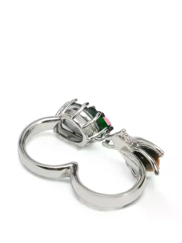 Bimba Y Lola Double Ring With Crystals And Bee