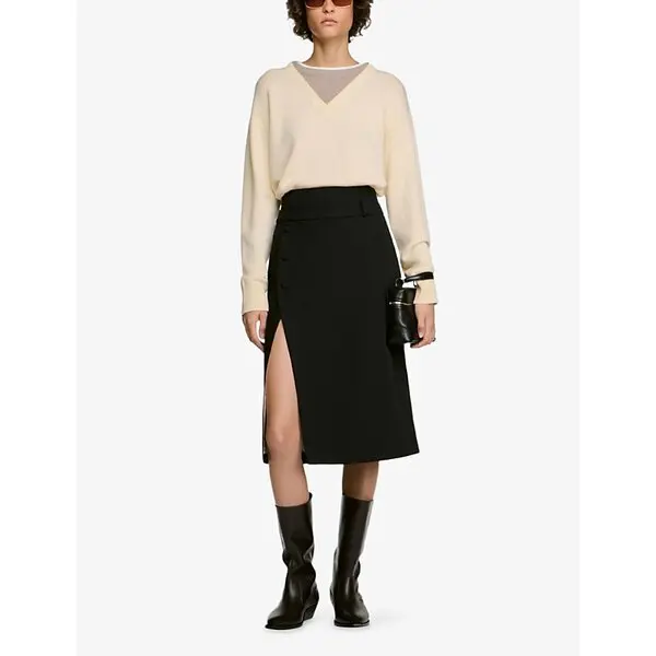 Sandro Two-in-one Wool And Cashmere-blend Jumper - Ecru