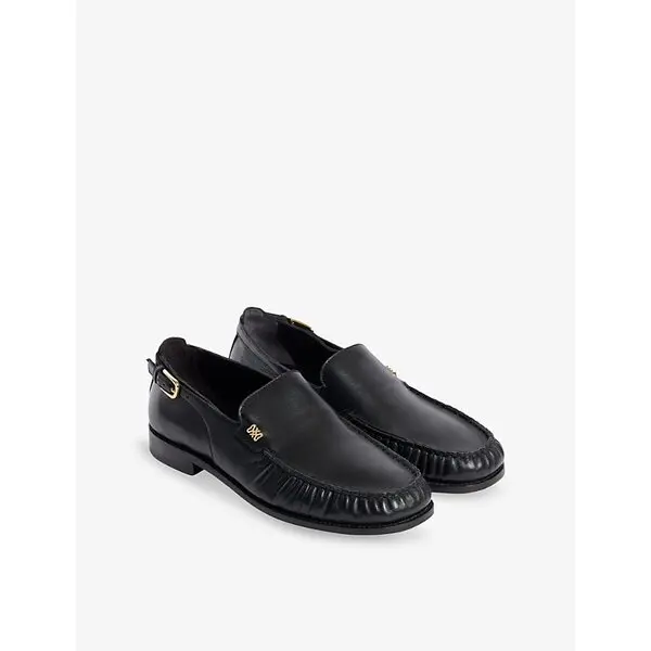 Sandro Buckle-embellished Leather Loafers