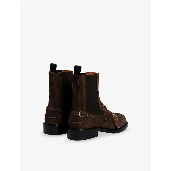 Sandro Buckle Chelsea Suede Ankle Boots
