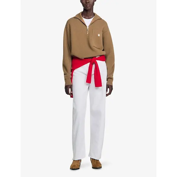 Sandro Zip-neck Wool And Cashmere-blend Jumper