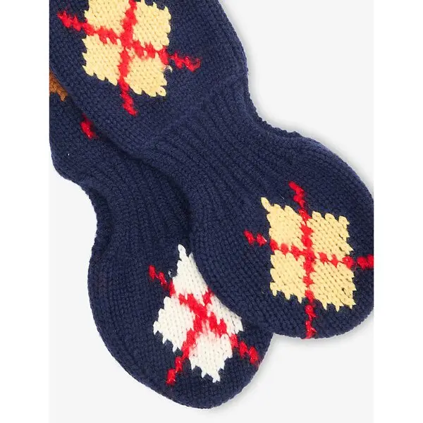 Guest In Residence Argyle Bowtie Wool And Cashmere Scarf - Midnight Combo