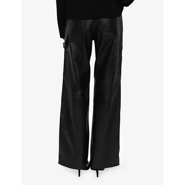Zadig&Voltaire Perya Wide-leg Mid-rise Leather Trousers