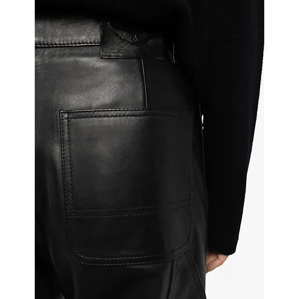 Zadig&Voltaire Perya Wide-leg Mid-rise Leather Trousers