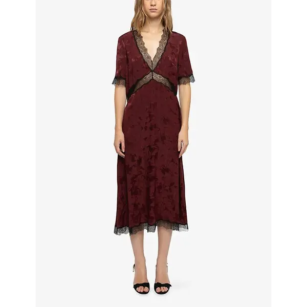 Zadig&Voltaire Redoxal Lace-trim Silk-jacquard Midi Dress