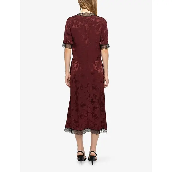Zadig&Voltaire Redoxal Lace-trim Silk-jacquard Midi Dress
